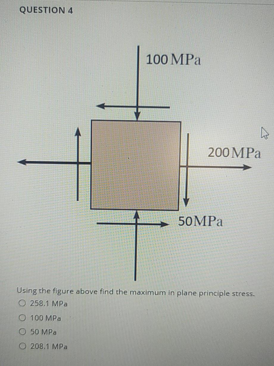 Solved QUESTION 4 100 MPa 200 MPa 50 MPa Using the figure | Chegg.com