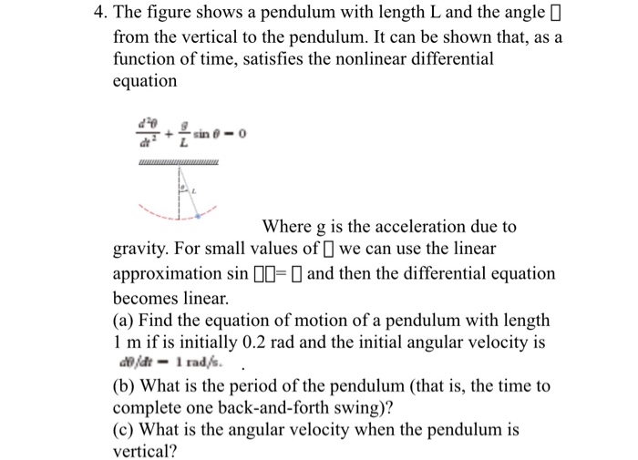 Solved 4. The figure shows a pendulum with length L and the | Chegg.com