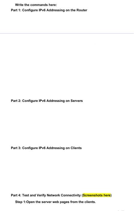 Write The Commands Here Part 1 Configure Ipv6 