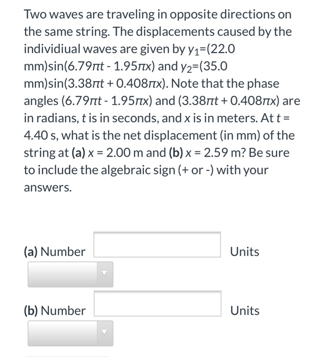 Solved Two waves are traveling in opposite directions on the | Chegg.com