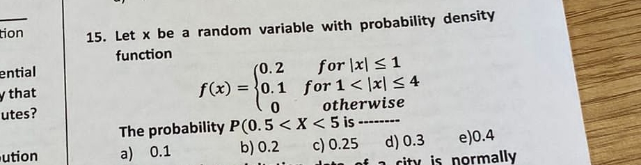Solved Let x ﻿be a random variable with probability density | Chegg.com