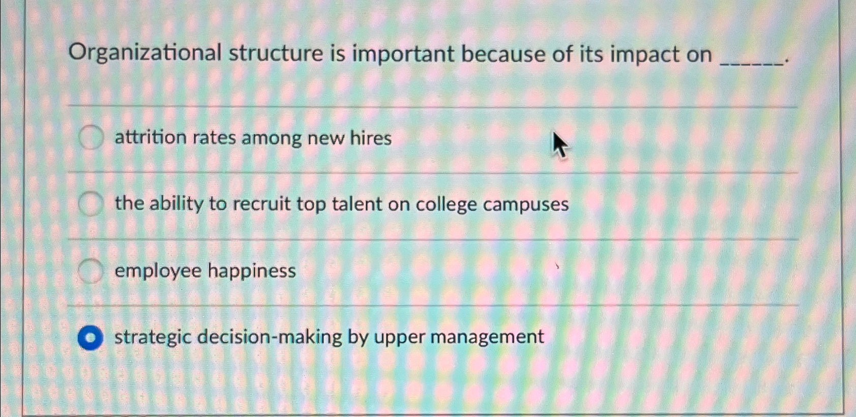 Solved Organizational structure is important because of its | Chegg.com