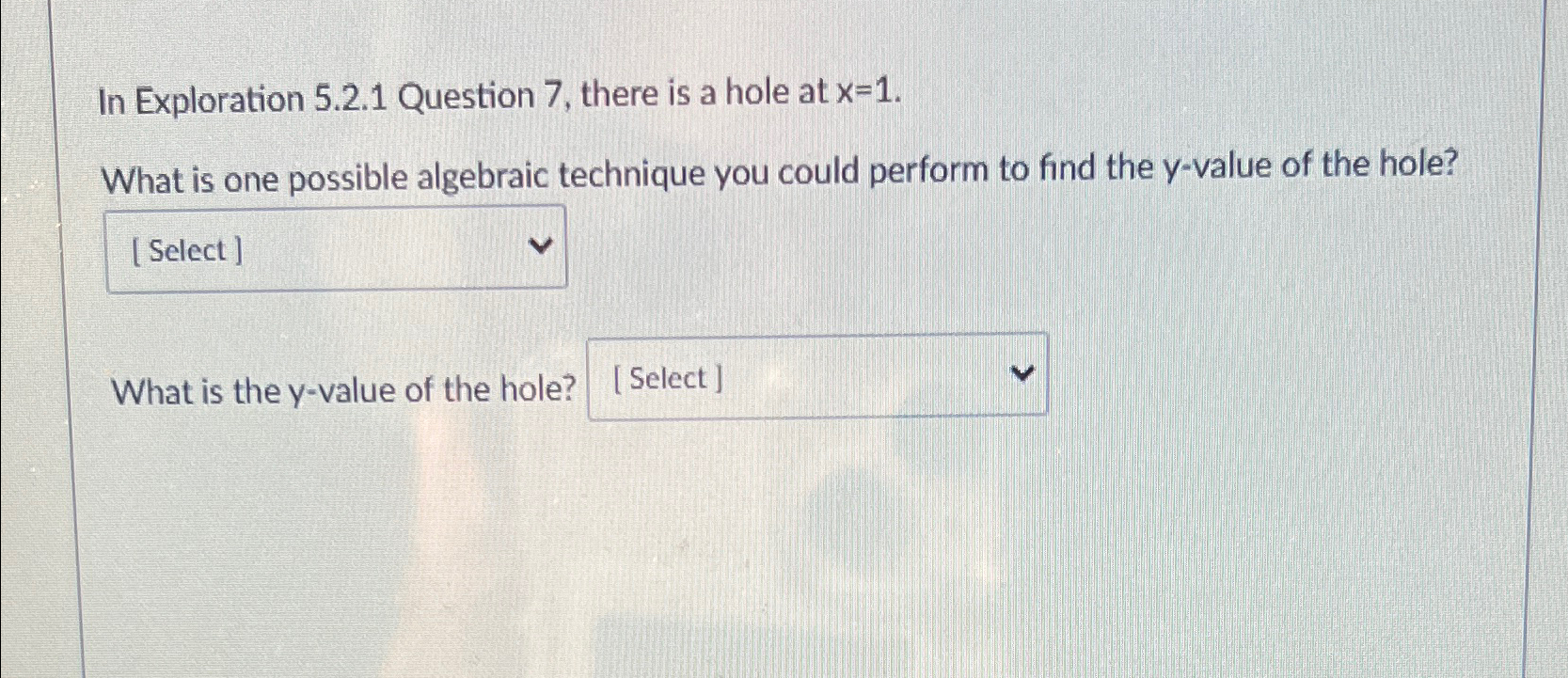 Solved In Exploration 5.2.1 ﻿Question 7, ﻿there is a hole at | Chegg.com