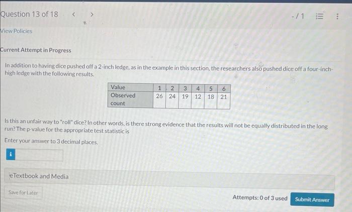 Solved In addition to having dice pushed off a 2 -inch | Chegg.com