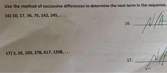 Solved Use the method of successive differences to determine | Chegg.com