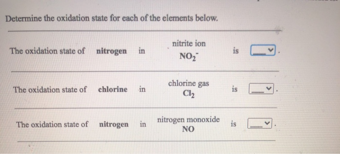 Solved Determine the oxidation state for each of the | Chegg.com