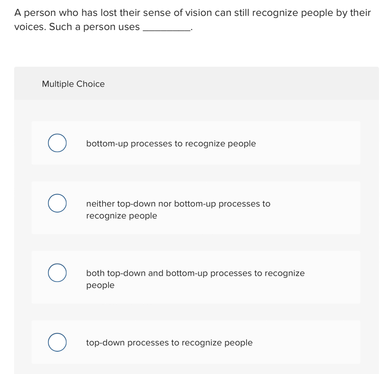 Solved A person who has lost their sense of vision can still | Chegg.com