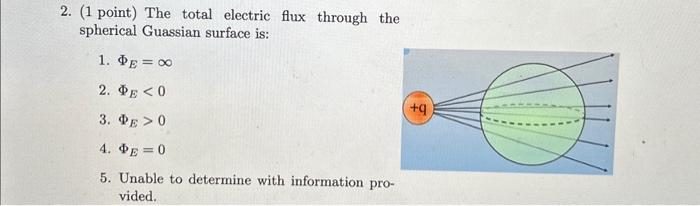 Solved 2. (1 point) The total electric flux through the | Chegg.com