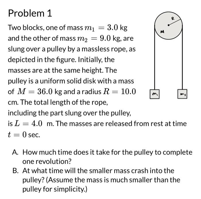 Solved Problem 1 Two blocks, one of mass m1=3.0 kg and the | Chegg.com Solved Problem 1 Two blocks, one of mass m1=3.0 kg and the | Chegg.com
