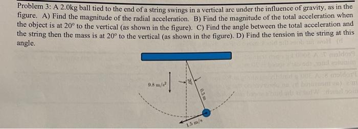 Solved Problem 3: A 2.0 kg ball tied to the end of a string | Chegg.com