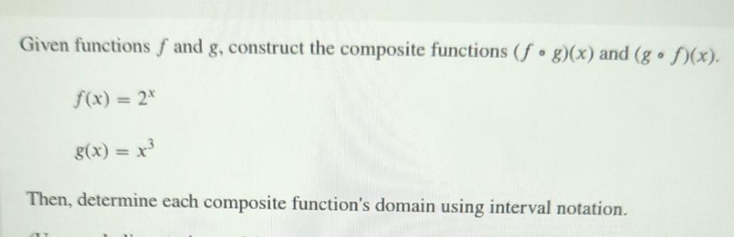 Solved Given functions f ﻿and g, ﻿construct the composite | Chegg.com
