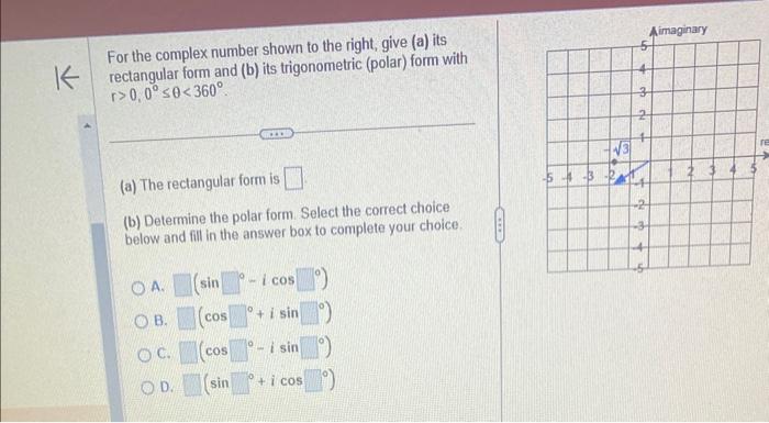 Solved For the complex number shown to the right, give (a) | Chegg.com