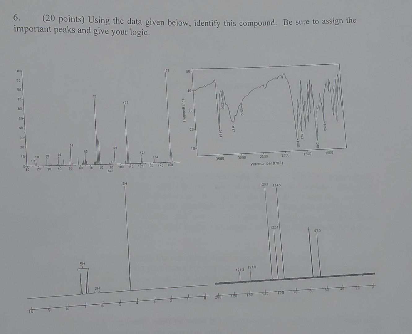 Solved 6. (20 points) Using the data given below, identify | Chegg.com