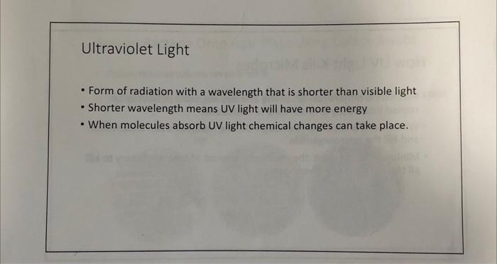 Solved INTRODUCTION Ultraviolet light is a form of radiation | Chegg.com