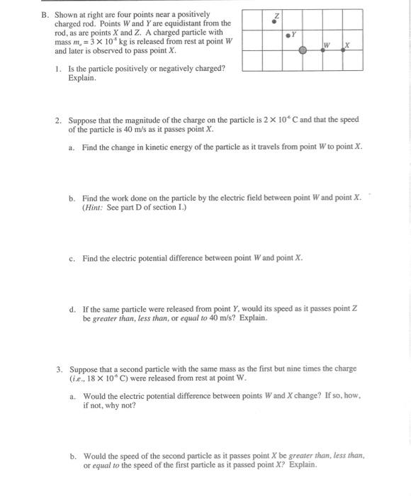 Solved B. Shown at right are four points near a positively | Chegg.com