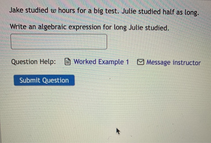 Solved Jake studied w hours for a big test. Julie studied | Chegg.com