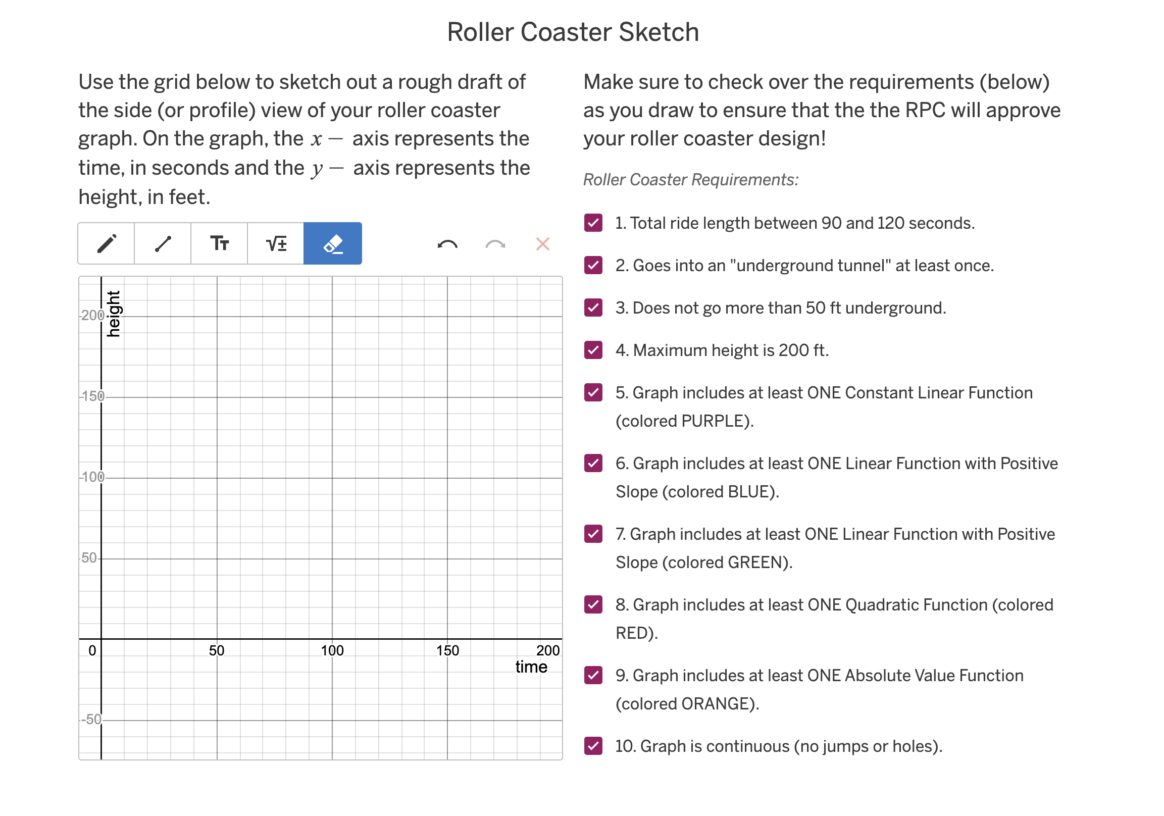 Solved Roller Coaster SketchUse the grid below to sketch out | Chegg.com