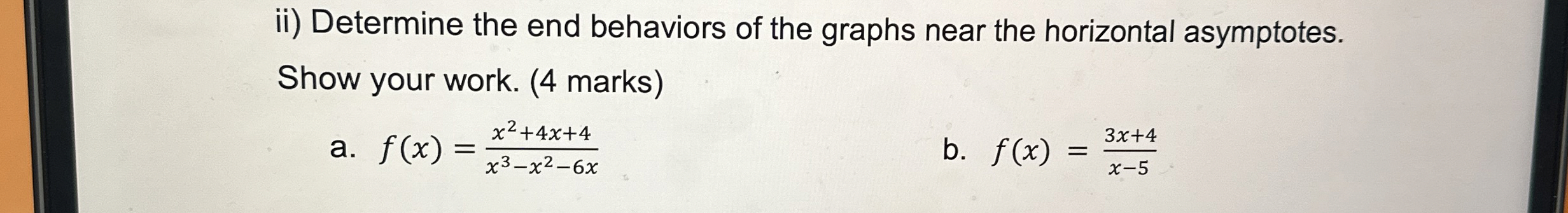 Solved ii) ﻿Determine the end behaviors of the graphs near | Chegg.com