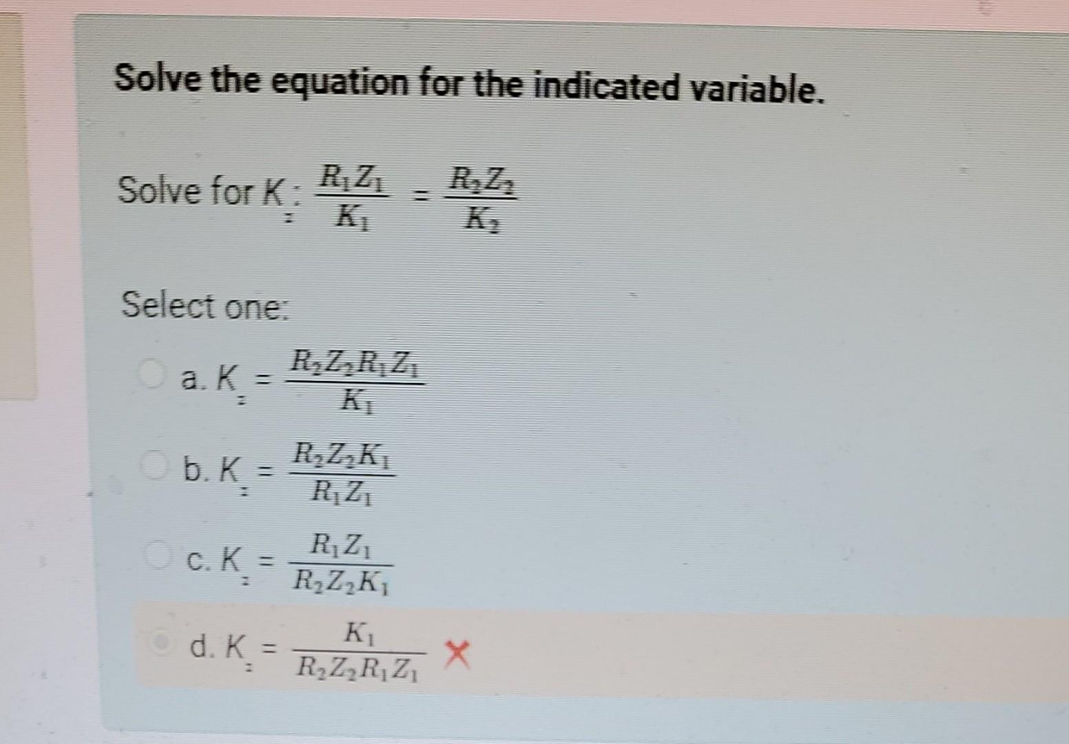 Solved Solve the equation for the indicated variable. Solve | Chegg.com
