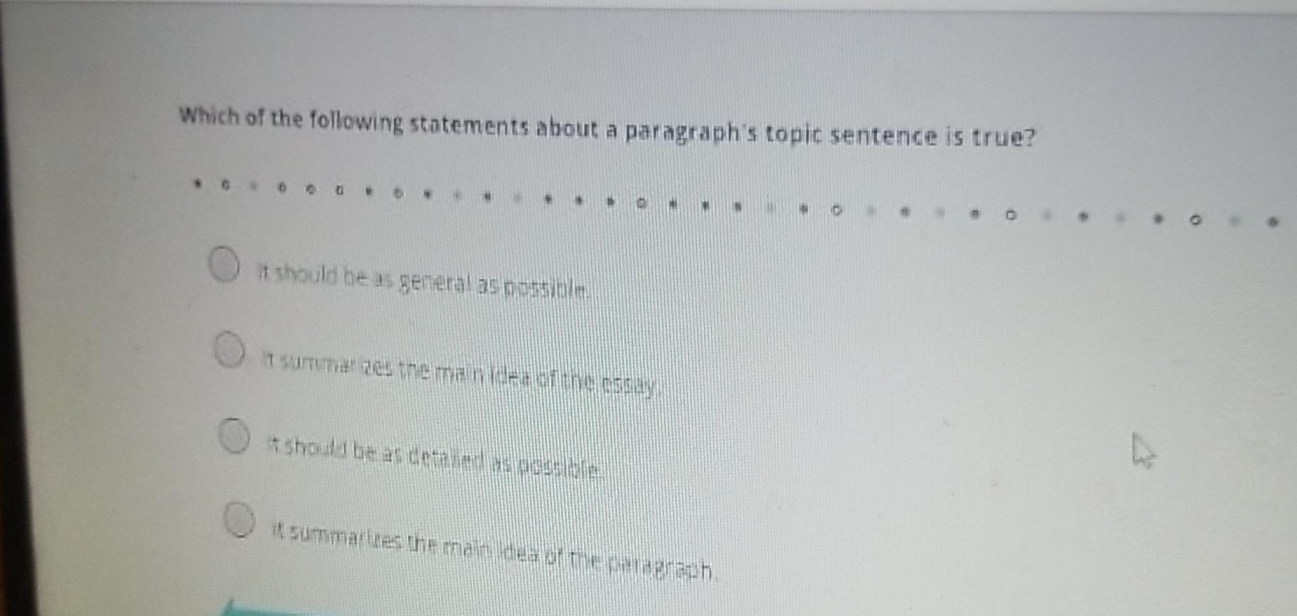 Solved Which of the following statements about a paragraph's | Chegg.com