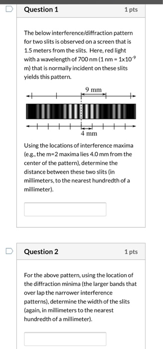 Solved Question 1 1 pts The below interference/diffraction | Chegg.com
