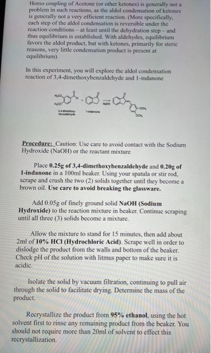 SOLVENTLESS REACTIONS: THE ALDOL REACTION The aldol | Chegg.com