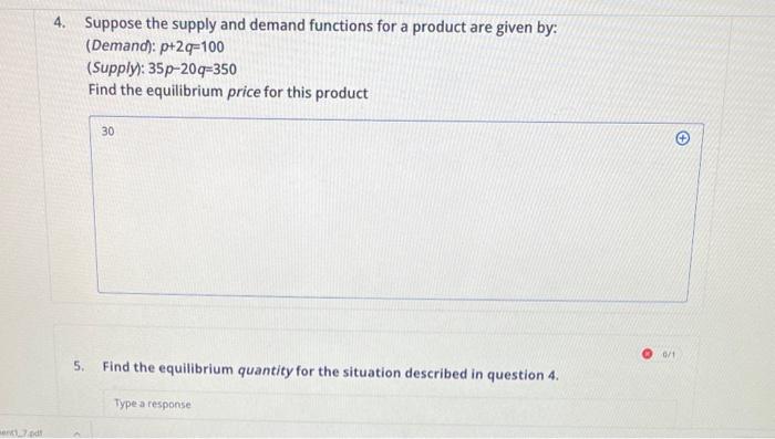 Solved Suppose the supply and demand functions for a product | Chegg.com