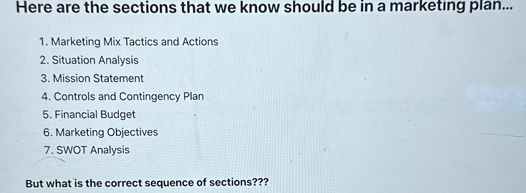 Solved Here are the sections that we know should be in a | Chegg.com