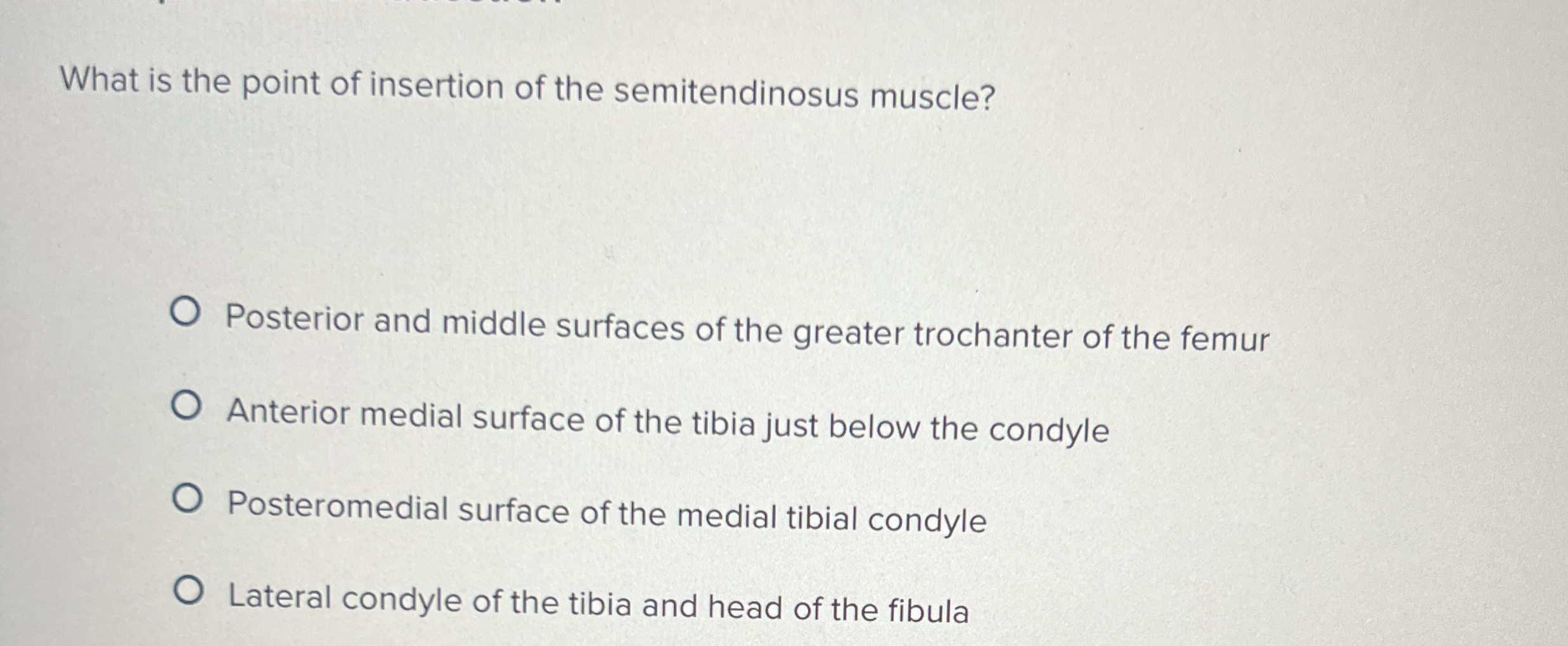 Solved What is the point of insertion of the semitendinosus | Chegg.com