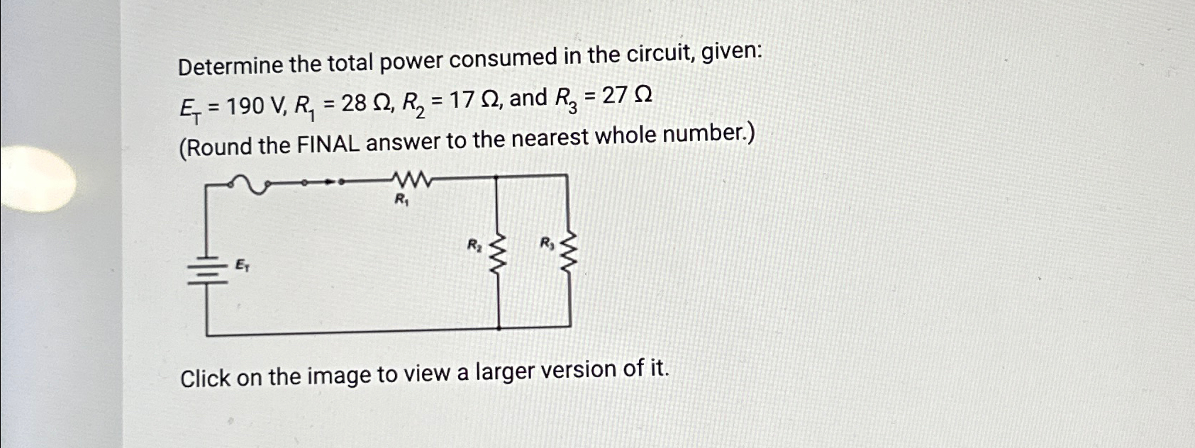 Solved Determine the total power consumed in the circuit, | Chegg.com