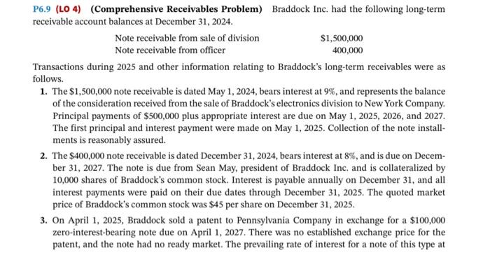Solved P6.9 (LO 4) (Comprehensive Receivables Problem) | Chegg.com