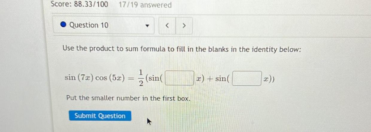 Solved Score: 88.33100,1719 ﻿answeredQuestion 10Use the | Chegg.com