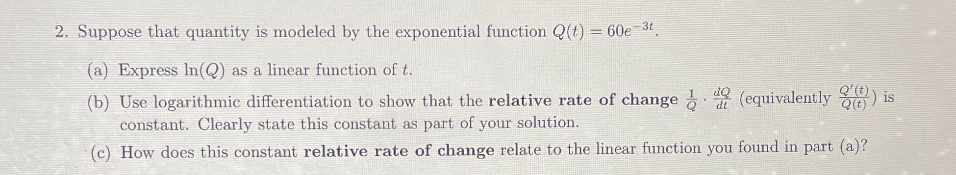 Solved Suppose that quantity is modeled by the exponential | Chegg.com