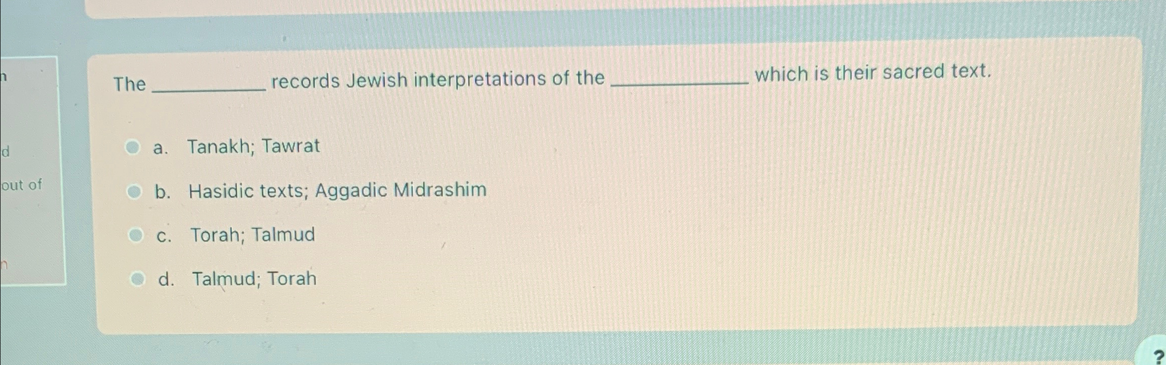 Solved The ﻿records Jewish interpretations of the ﻿which | Chegg.com