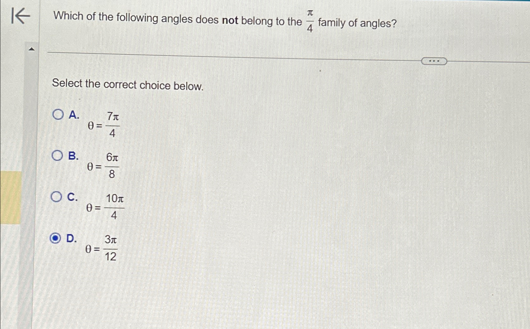 Solved Which of the following angles does not belong to the | Chegg.com