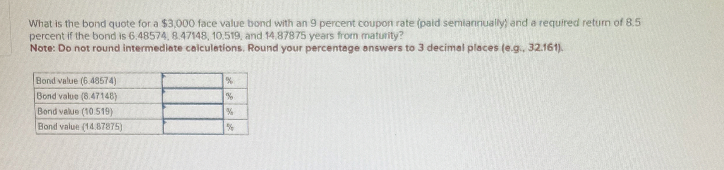 Solved What is the bond quote for a $3,000 ﻿face value bond | Chegg.com