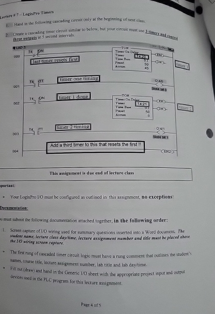 Eecture is 7 -LogixPro TimersHand in the following | Chegg.com