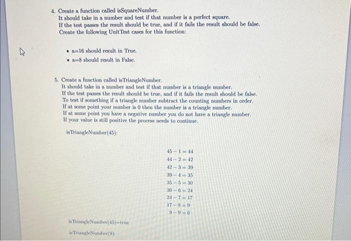 Solved 4. Create a function called isSquareNumber. It should | Chegg.com