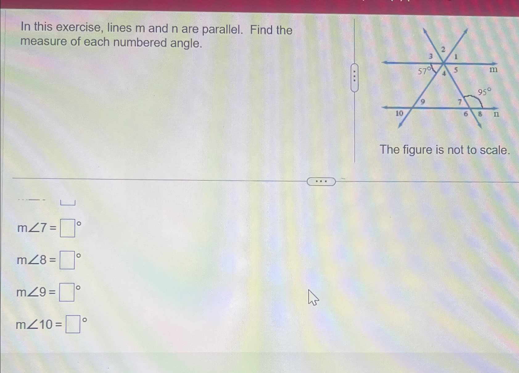 Solved In this exercise, lines m ﻿and n ﻿are parallel. Find | Chegg.com