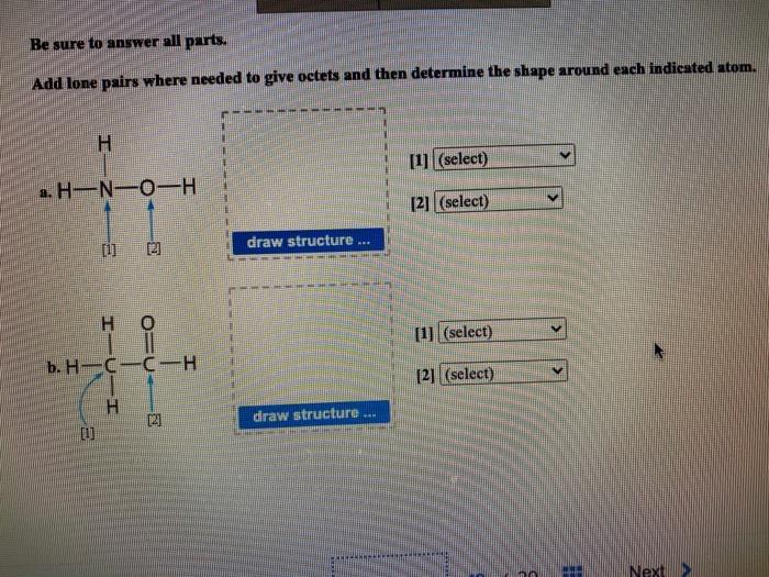 Solved Be sure to answer all parts. Add lone pairs where | Chegg.com