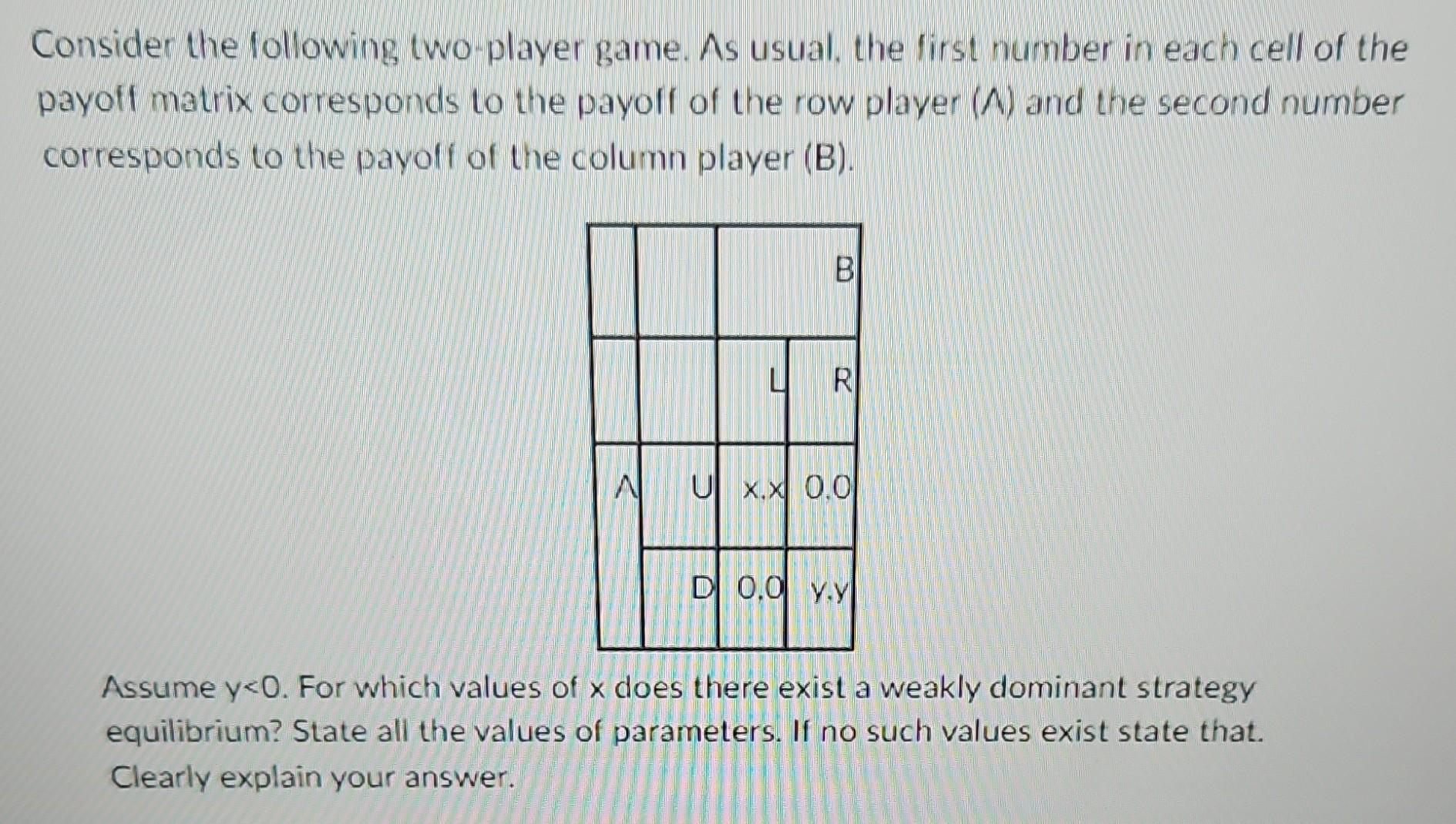 Consider the following two-player game. As usual, the | Chegg.com