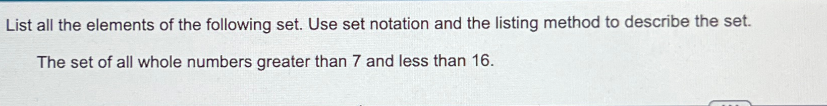 Solved List all the elements of the following set. Use set | Chegg.com