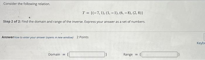 Solved Consider the following relation. | Chegg.com