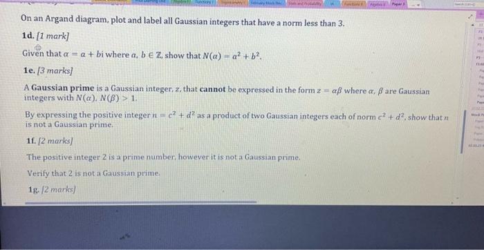 Solved On an Argand diagram, plot and label all Gaussian | Chegg.com