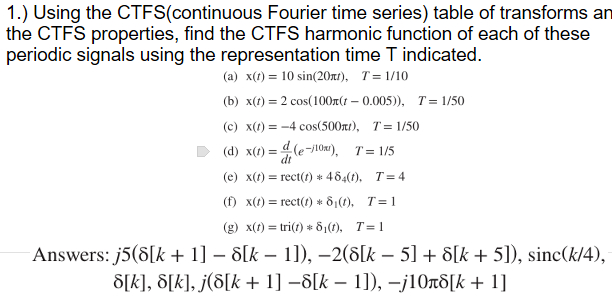 Solved 1.Using the CTFS(continuous ﻿Fourier time series) | Chegg.com
