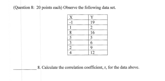 Solved (Question 8: 20 points each) Observe the following | Chegg.com