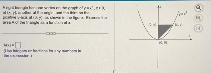 Solved A right triangle has one vertex on the graph of | Chegg.com