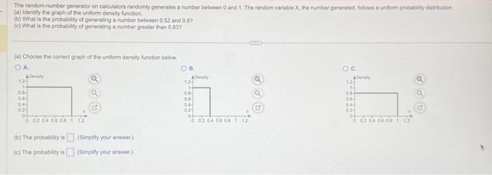 Solved The random-number generator on calculators randomly | Chegg.com