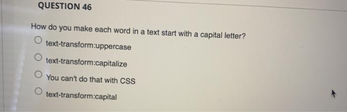 Solved QUESTION 42 Which notation is used to define CSS | Chegg.com