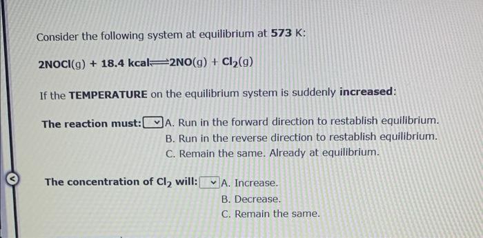 Solved Consider the following system at equilibrium at 573 | Chegg.com